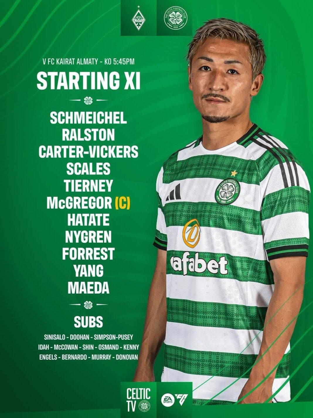 Kairat Almaty Vs Celtic: Confirmed Lineup, Team News & Kick-off Info ...